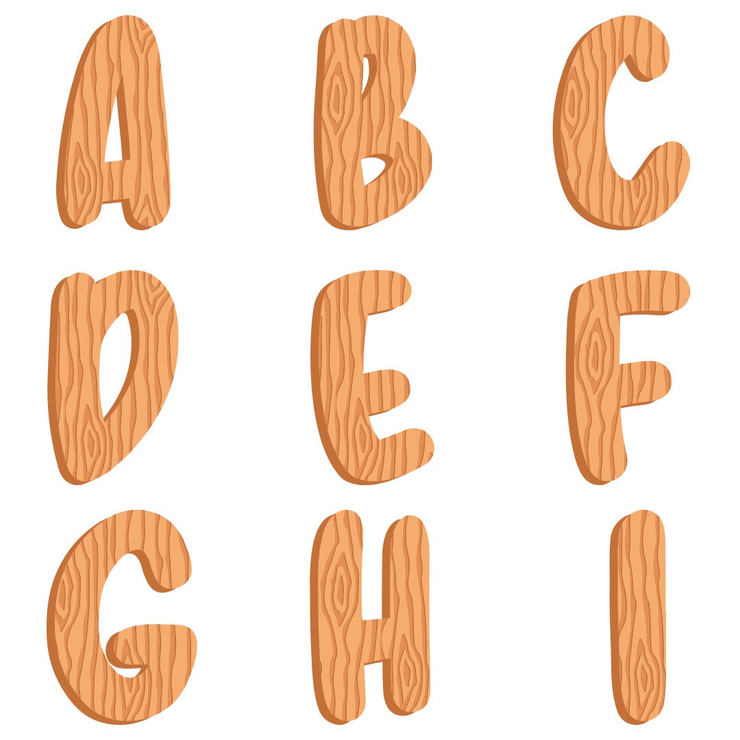 Wooden Font Clipart PNG SVG Bundle, Wood Font Svg, Wood Letters, Rustic ...
