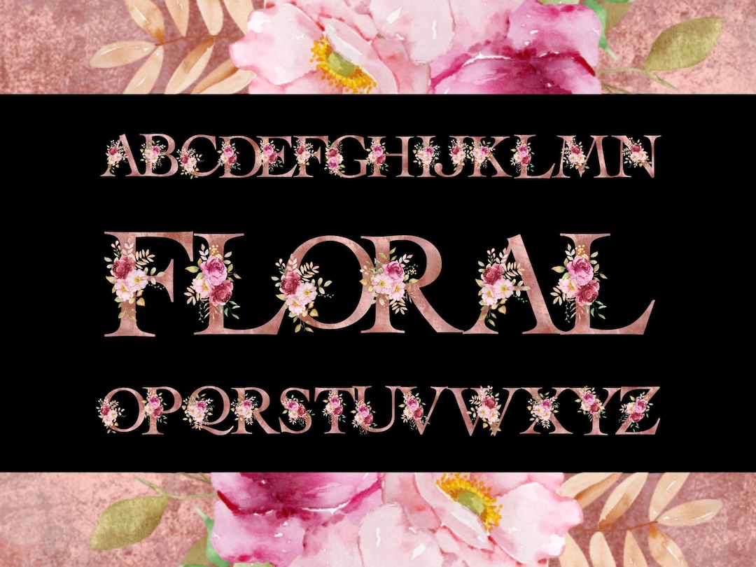 Watercolor Floral Letters Clipart PNG SVG Bundle, Floral Font, Floral ...