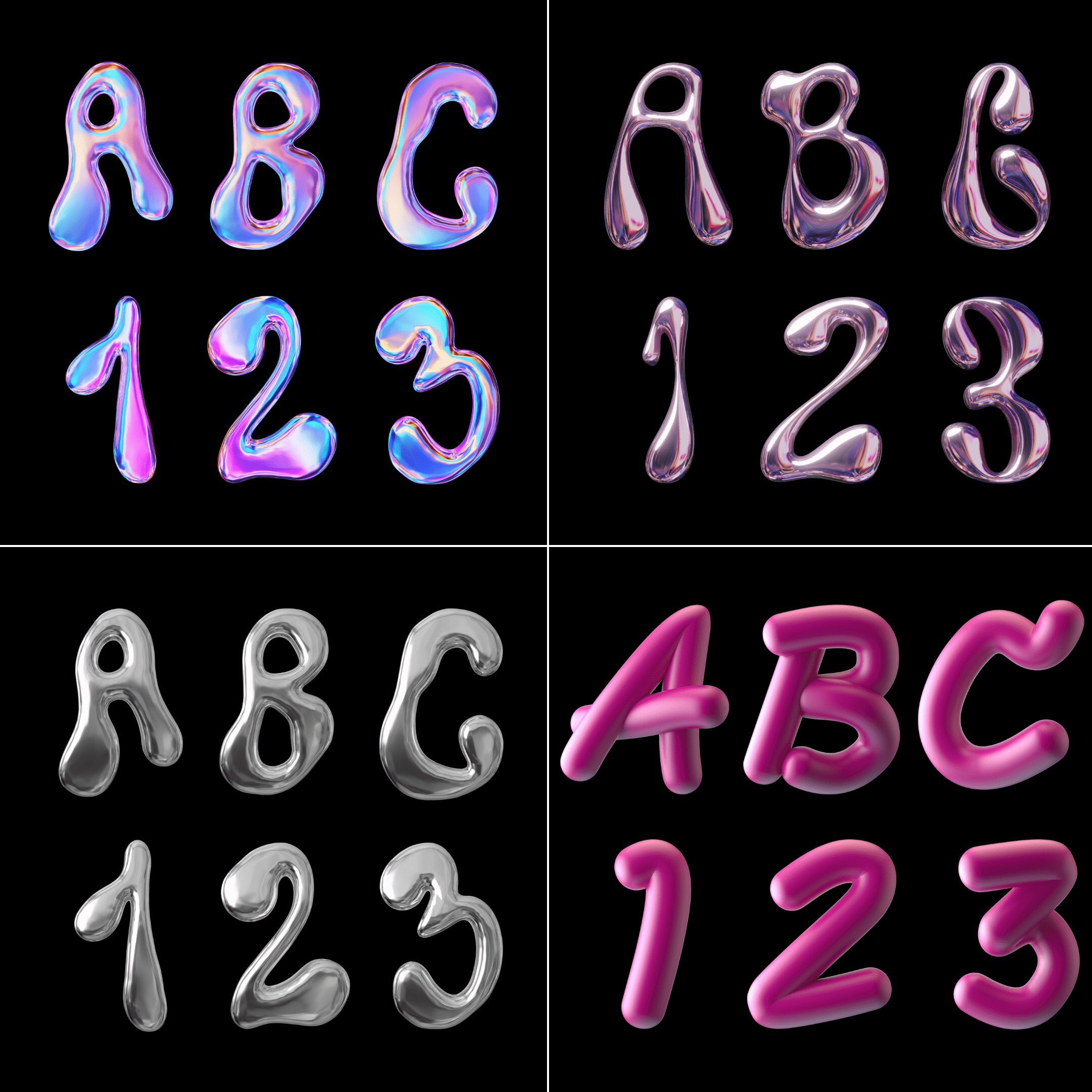 3D Bubbly Balloon Letters Clipart PNG SVG Bundle, Bubbly Fonts, Bubbly ...