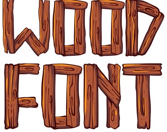 Wooden Font Clipart, PNG SVG Bundle, Wood Font Svg, Wood Letters ...