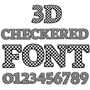 3D Checkered Font Clipart PNG SVG Bundle, Checkered Alphabet, Checkered ...