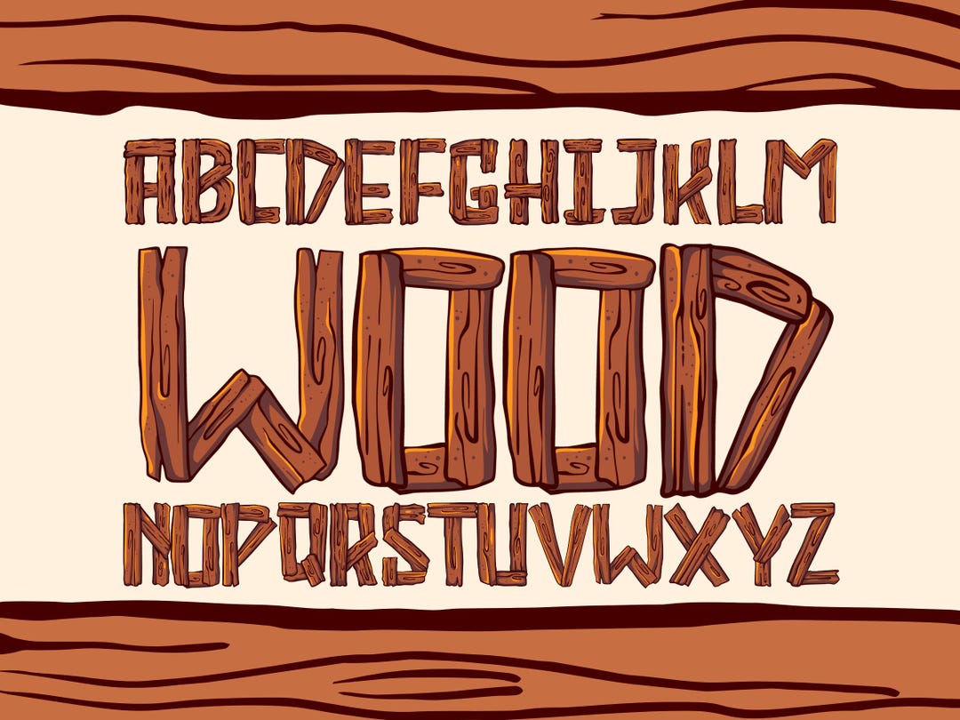 Rustic Wood Font Clipart: PNG SVG Alphabet Bundle - Etsy