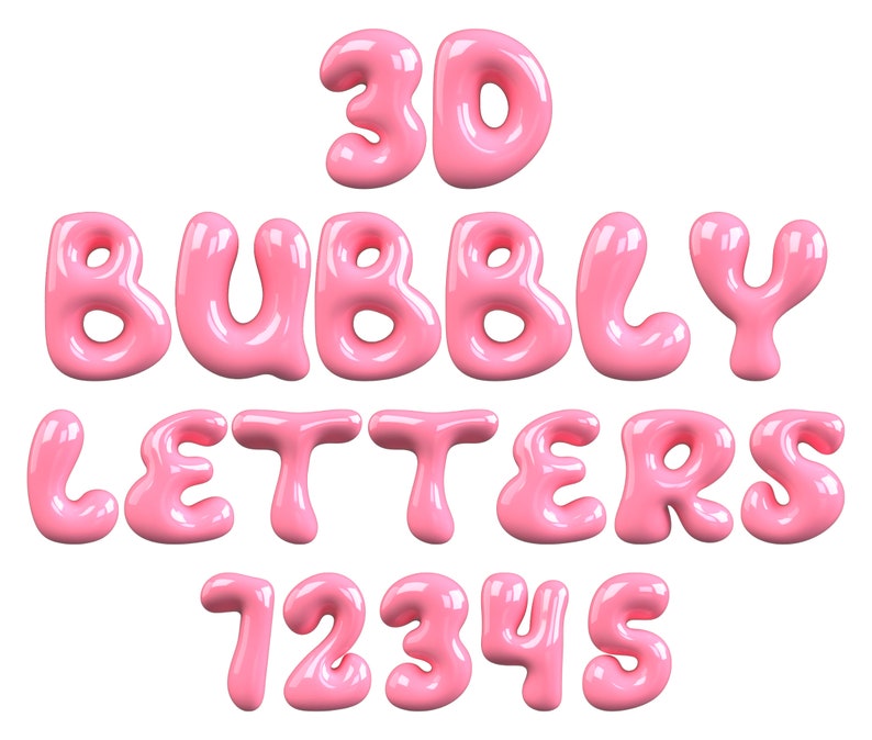 3d Bubbly Letters Clipart Png Svg Bundle Bubbly Font Bubbly Etsy