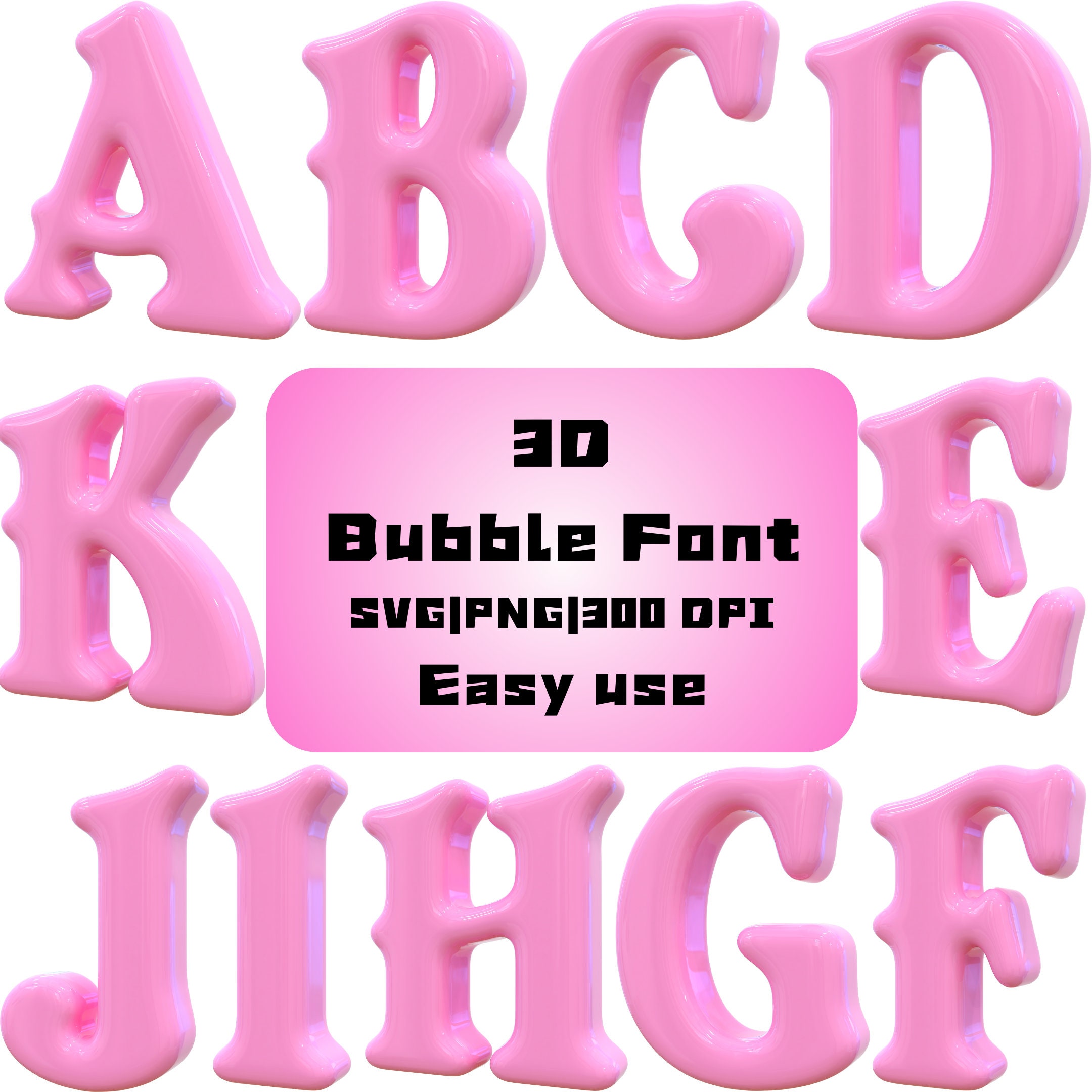 3D Bubbly Letters Clipart PNG SVG Bundle, Bubbly Font, Bubbly Alphabet ...