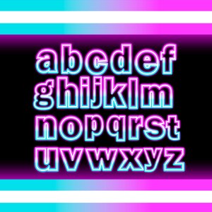 Neon Letters PNG SVG Clipart Bundle, Neon Alphabet, Neon Font Svg, Neon ...