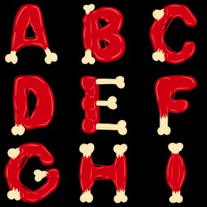 3D Meat Font Clipart PNG SVG Bundle, Food Letters, Beef Alphabet, Pork ...