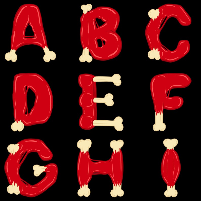 3D Meat Font Clipart PNG SVG Bundle, Food Letters, Beef Alphabet, Pork ...