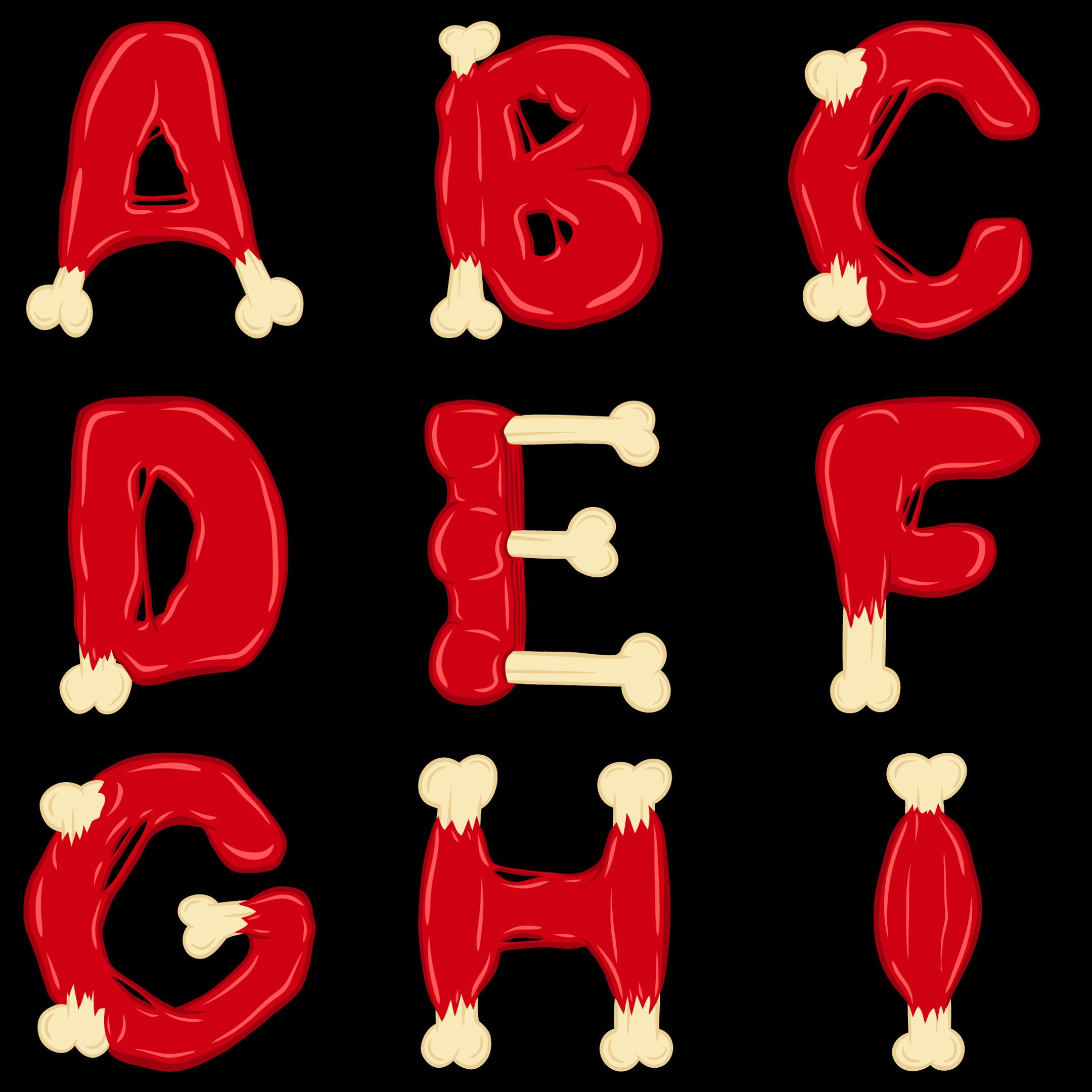 3D Meat Font Clipart PNG SVG Bundle, Food Letters, Beef Alphabet, Pork ...