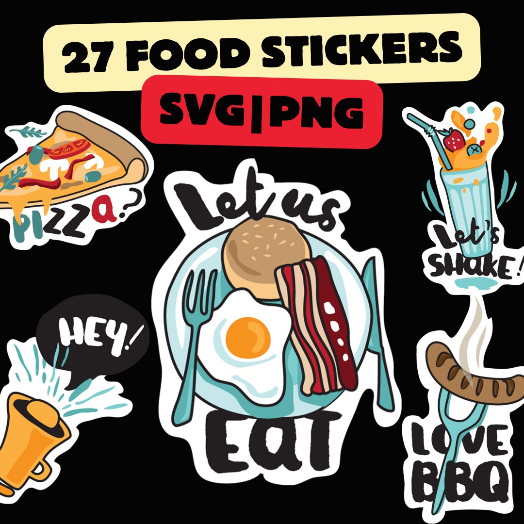 Food Clipart Stickers Printable Bundle of 27 SVG PNG Icons, Mood ...