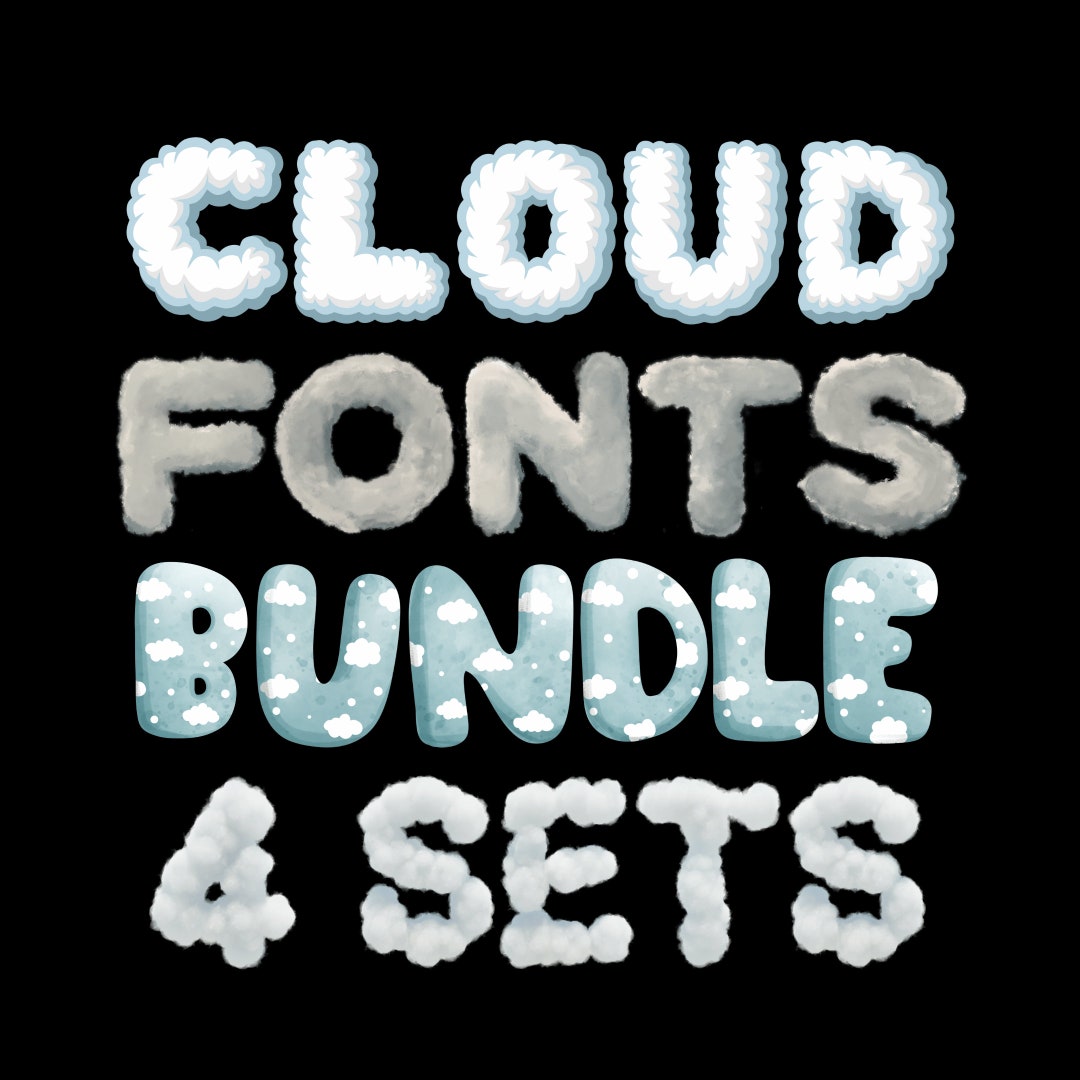 Cloud Letters PNG SVG Clipart Bundle, Cloud Alphabet, Cloud Font Svg ...