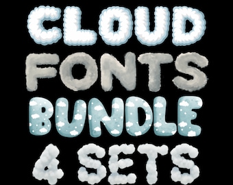 Cloud Letters PNG, SVG Clipart Bundle, Cloud Alphabet, Cloud Font Svg ...
