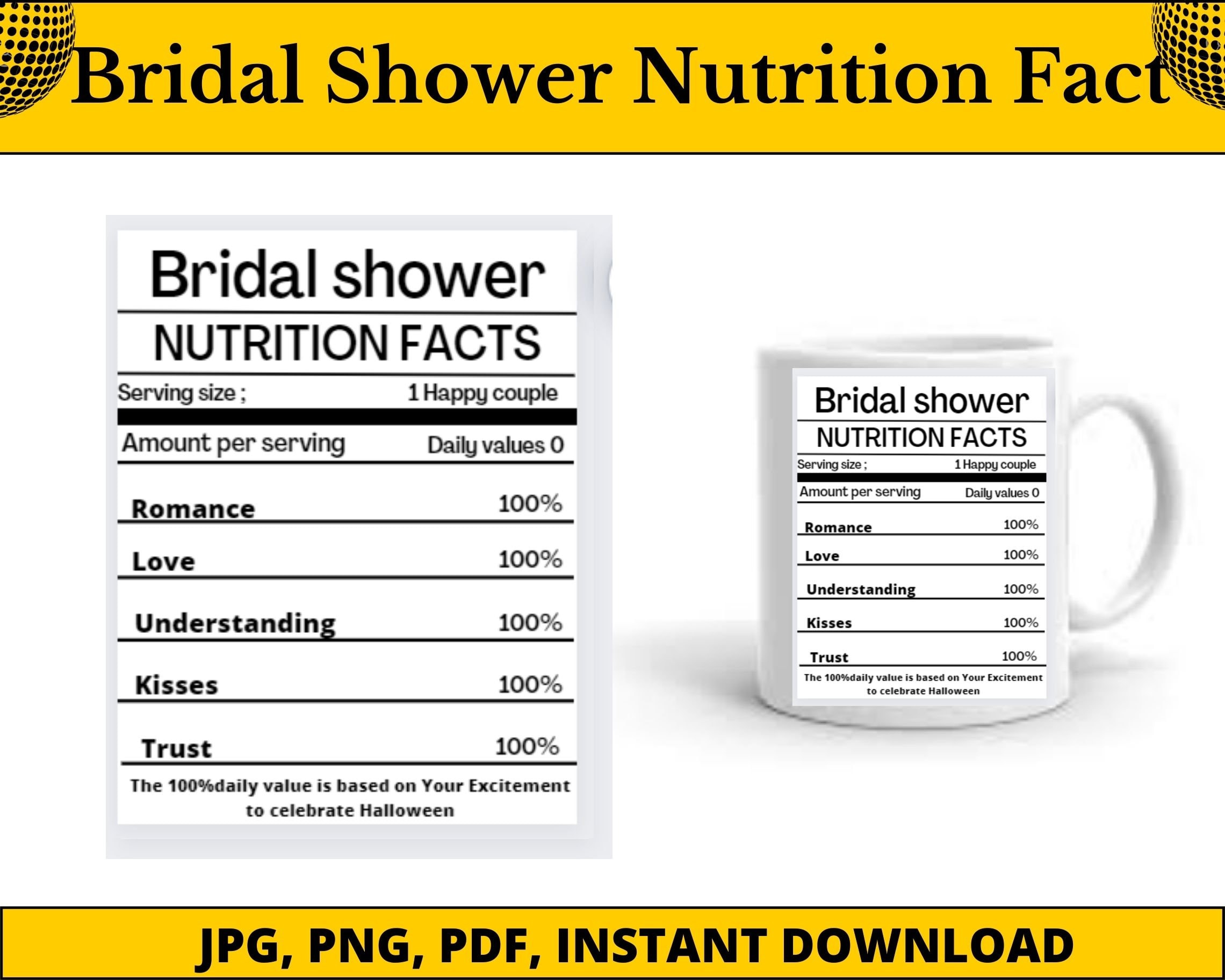 Nutrition Facts Template Bundle Bridal Shower Nutrition Fact Nutrition ...
