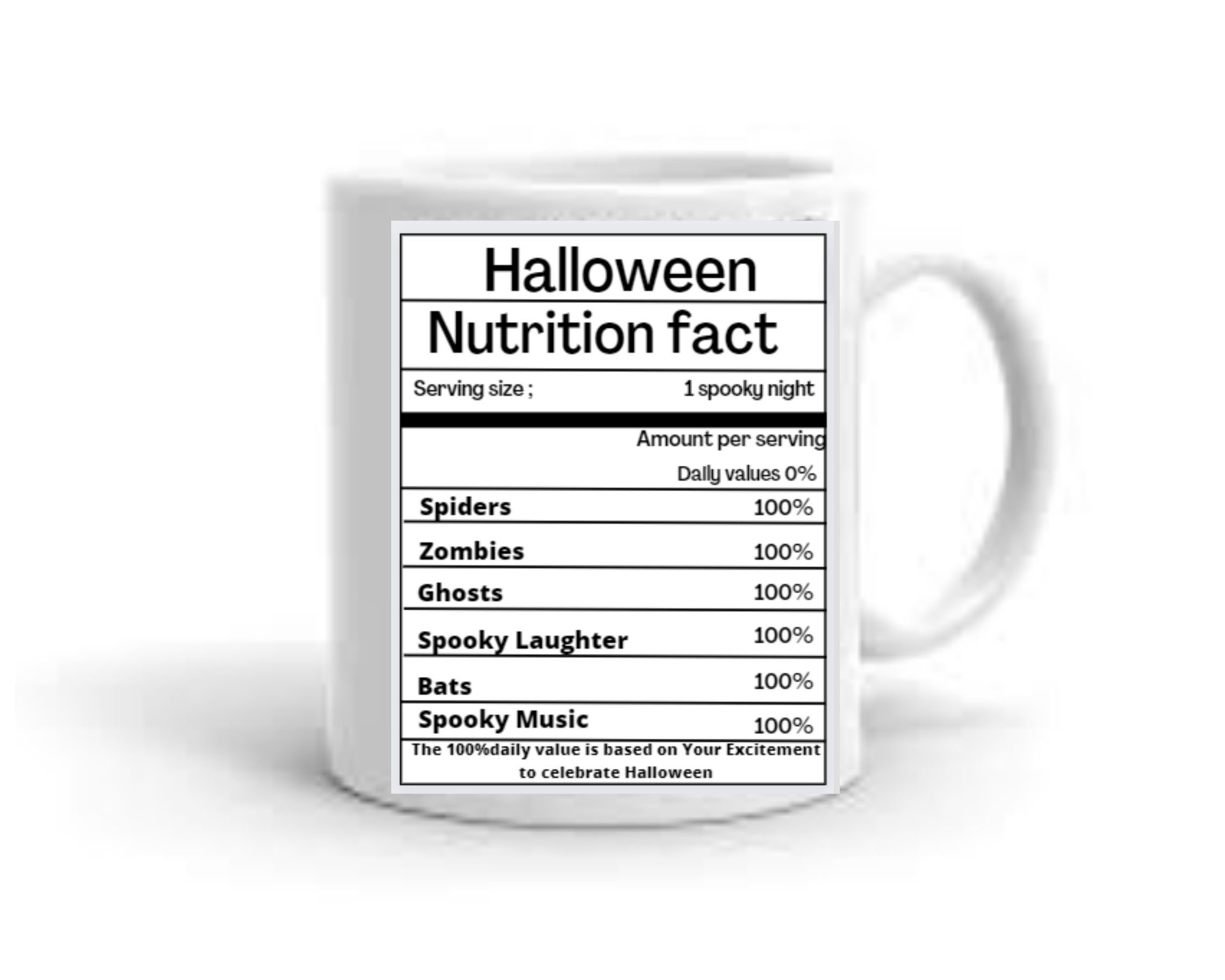 Halloween Nutrition Fact, Nutrition Fact, Editable Nutrition Fact ...