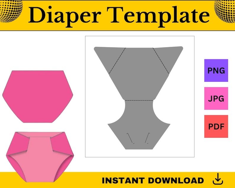 Baby Shower Diaper Favors Template, Baby Diaper Baby Shower,diaper Card ...