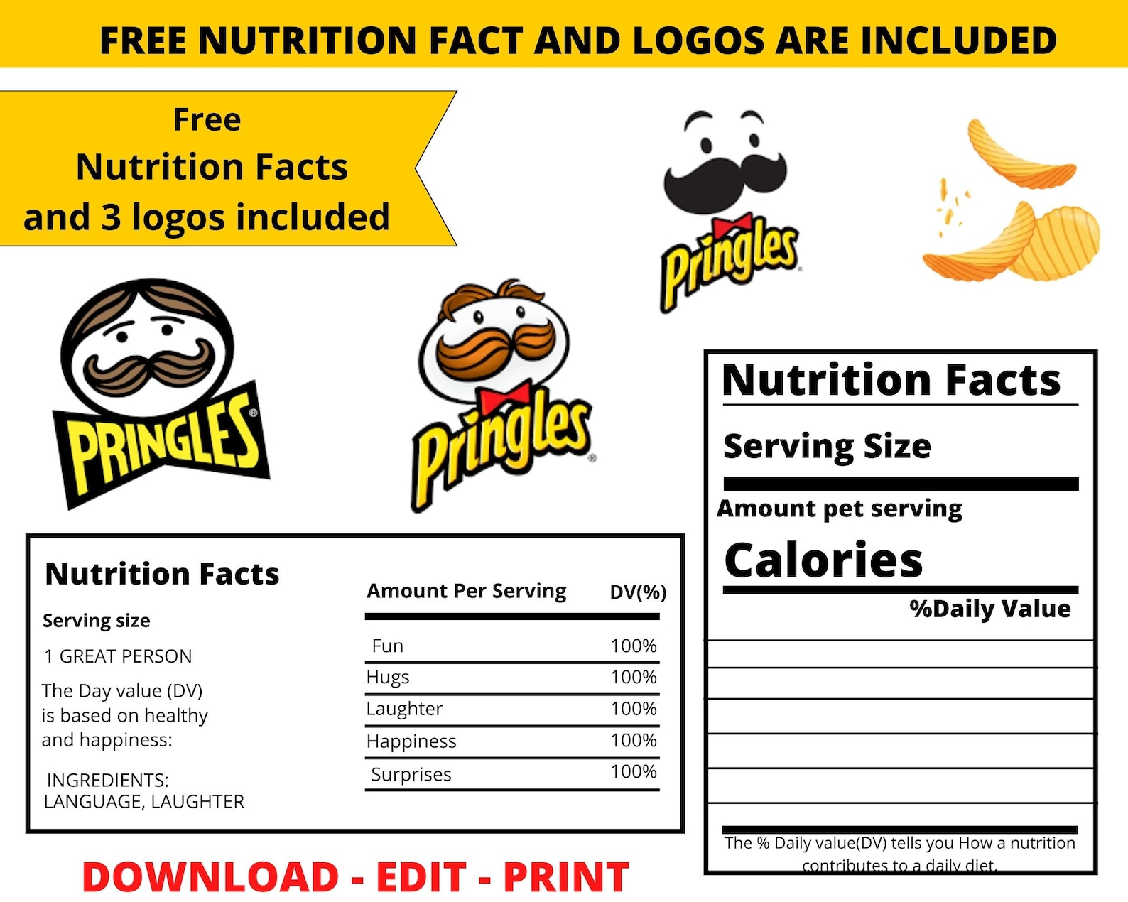 Pringles Labels Templates Pringle Can Party Favors Pringle Can Label ...