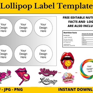 Editable Lollipop Label Template | Party Favor, Custom Design (digital ...