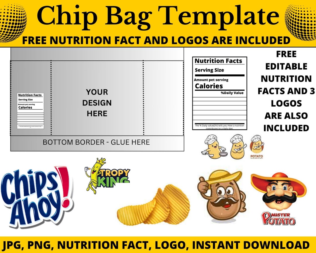Chip Bag|chip Bag Template|chip Bag Favor|chip Bag Label|party Favor ...