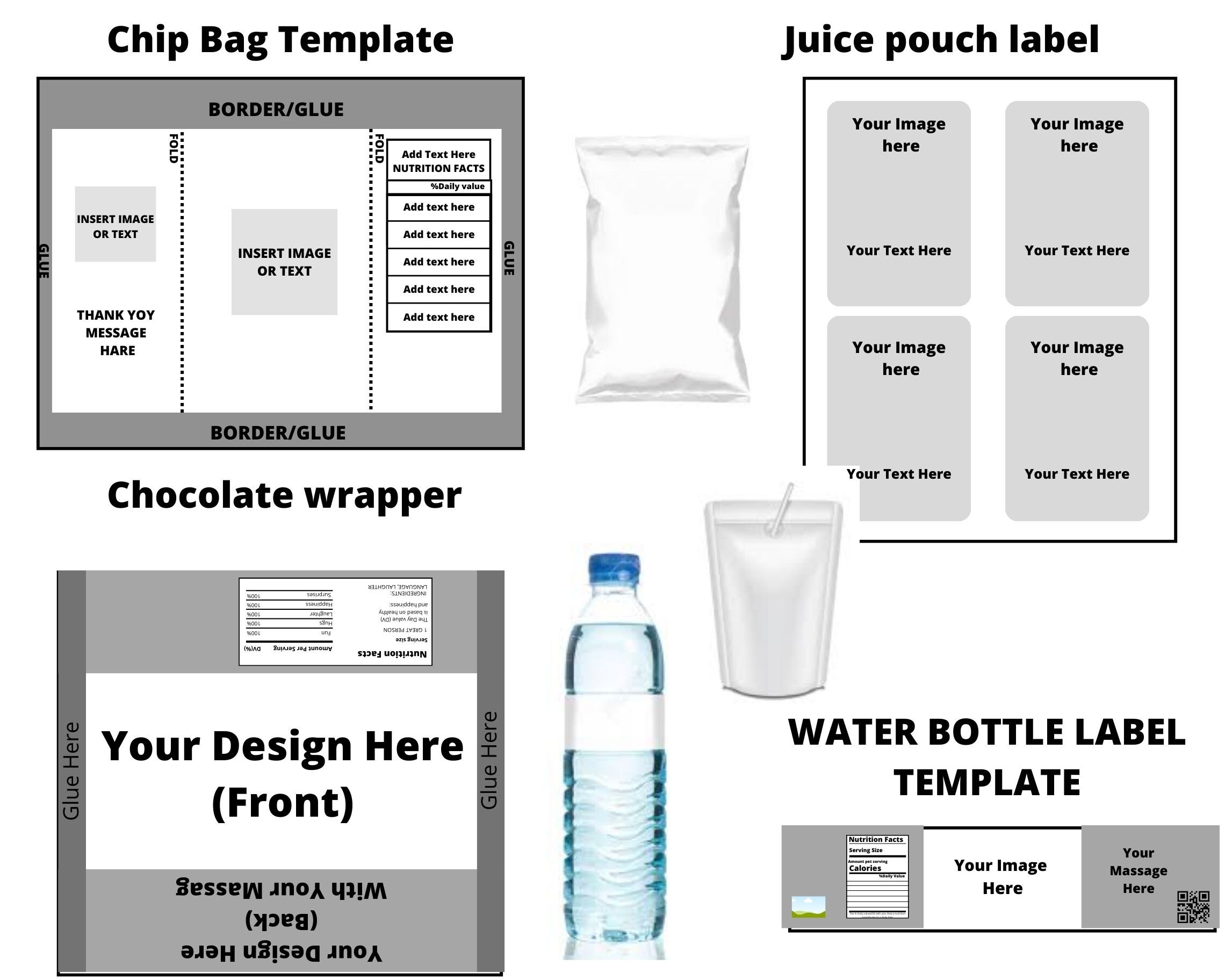 48 Party Favor Templates Digital Party Favors Bundles and Chip Bag ...