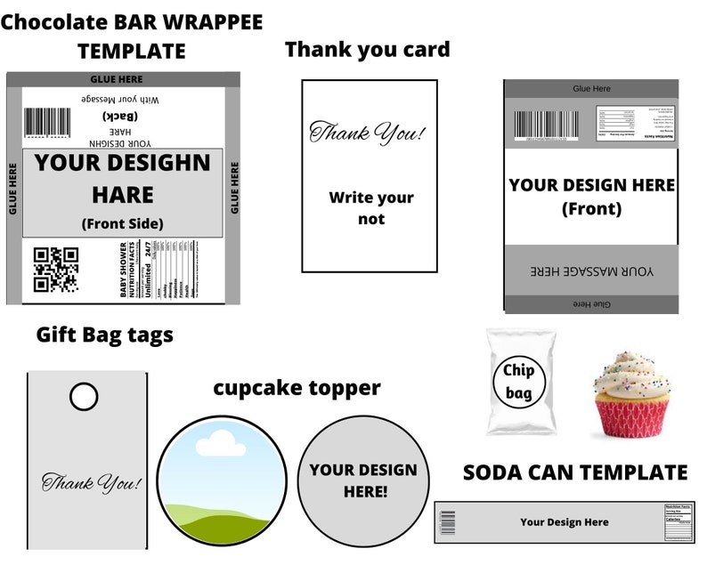 100 Party Favor Templates Digital Party Favors Bundles And Chip Bag