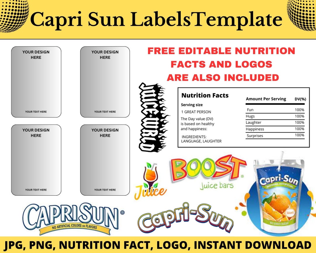 Capri Sun Templates Capri Sun Labels Capri Sun Label - Etsy