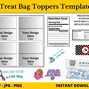 Treat Bag Topper Template| Editable Bag Topper| Canva Editable Template ...