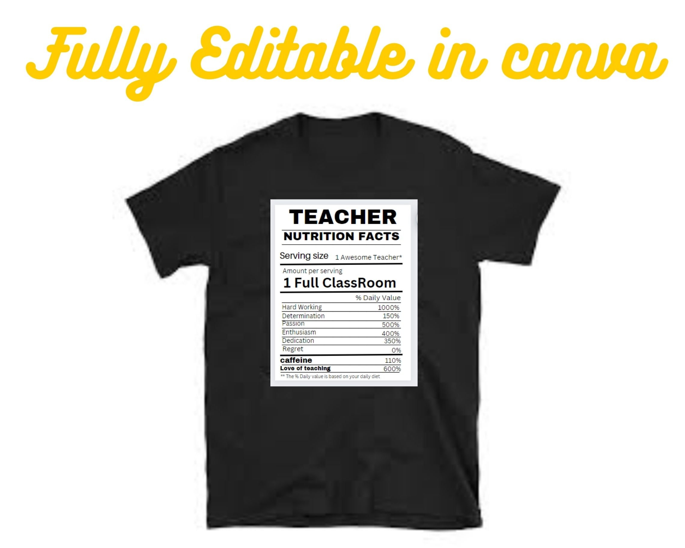 Editable Teacher Nutrition Facts Label Template (digital Download) - Etsy