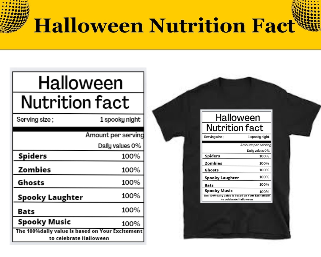 Halloween Nutrition Fact, Nutrition Fact, Editable Nutrition Fact ...