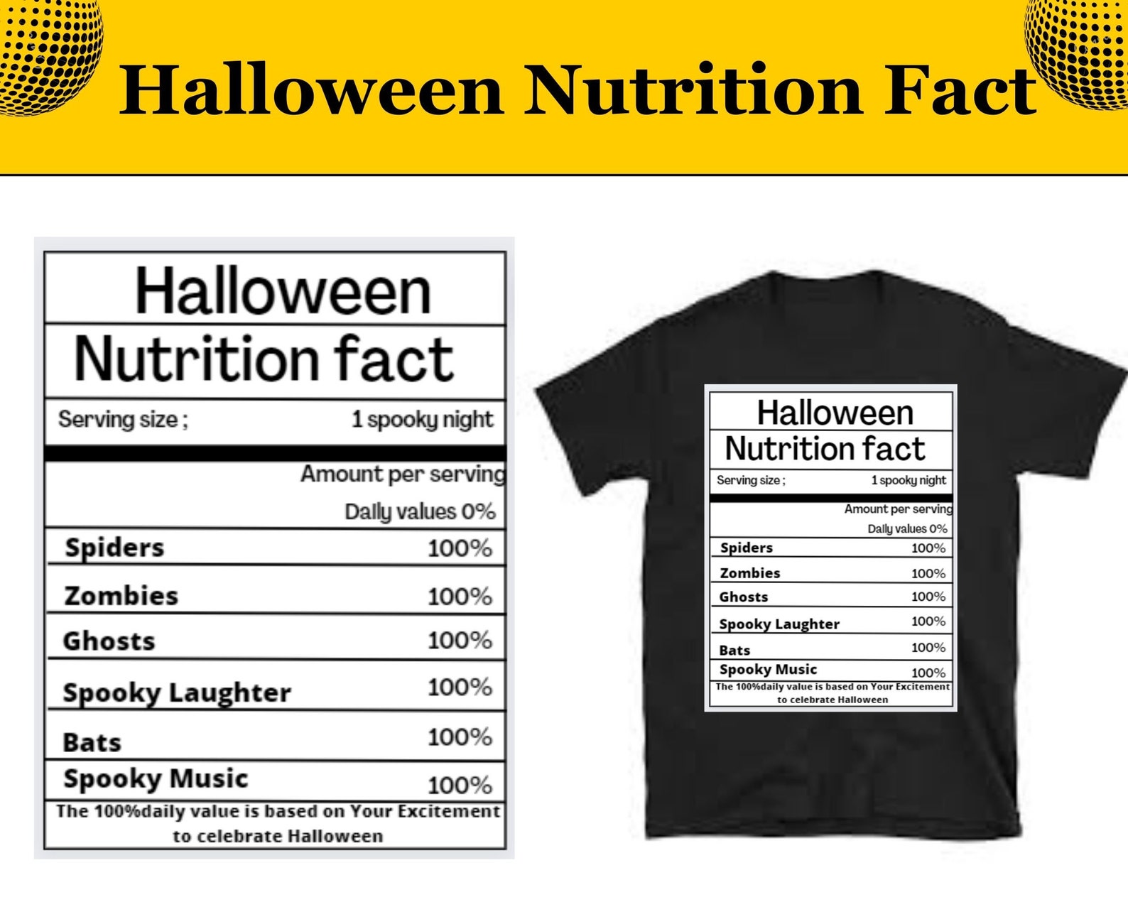 Halloween Nutrition Fact, Nutrition Fact, Editable Nutrition Fact ...
