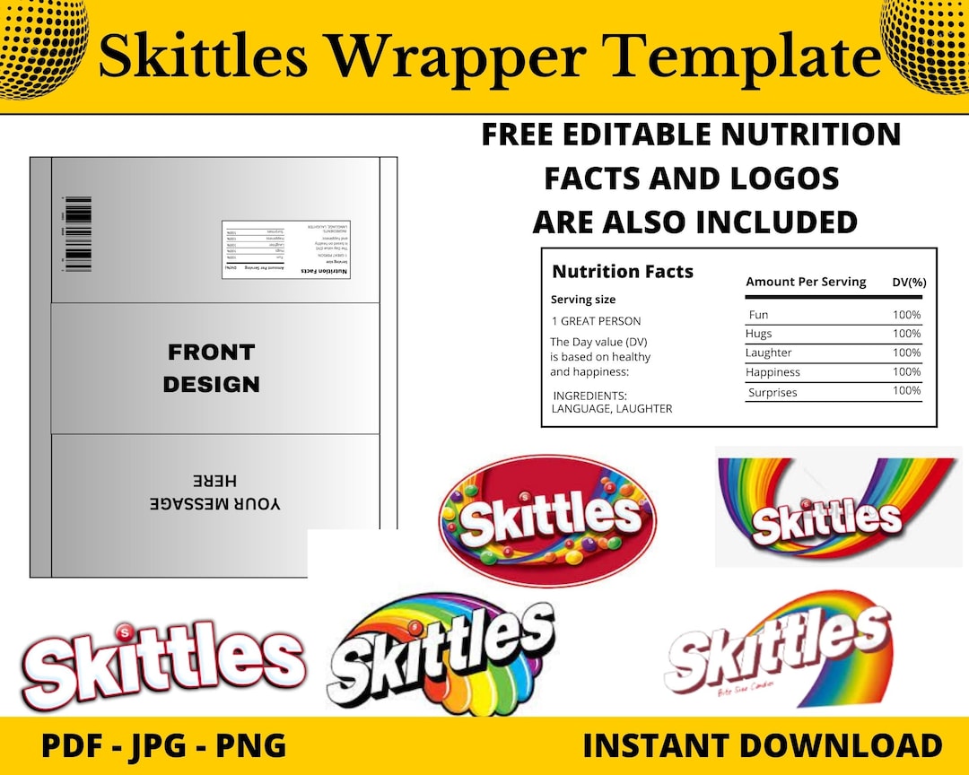Skittles Wrapper Template Skittles Template Skittle Candy Template Chip ...