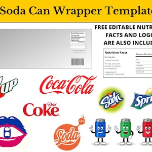 Soda Can Label Template | Soda Can Wrapper | Coca Cola Wrapper | Custom ...