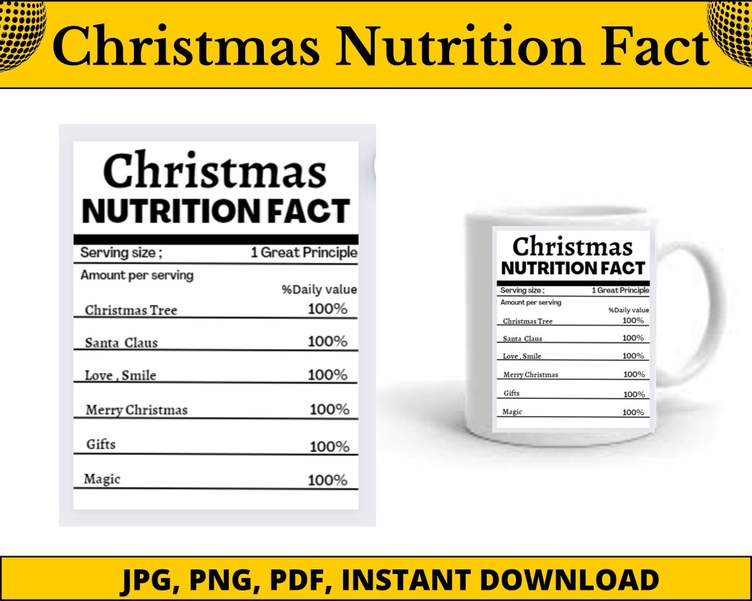 Christmas Nutrition Fact,nutrition Facts Template Bundle,birthday ...