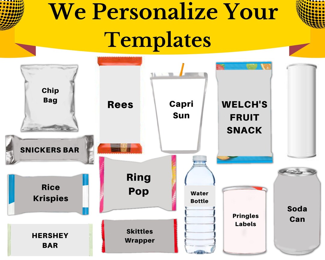 Custom Party Favor Templates Digital Party Favors Bundles And Chip Bag