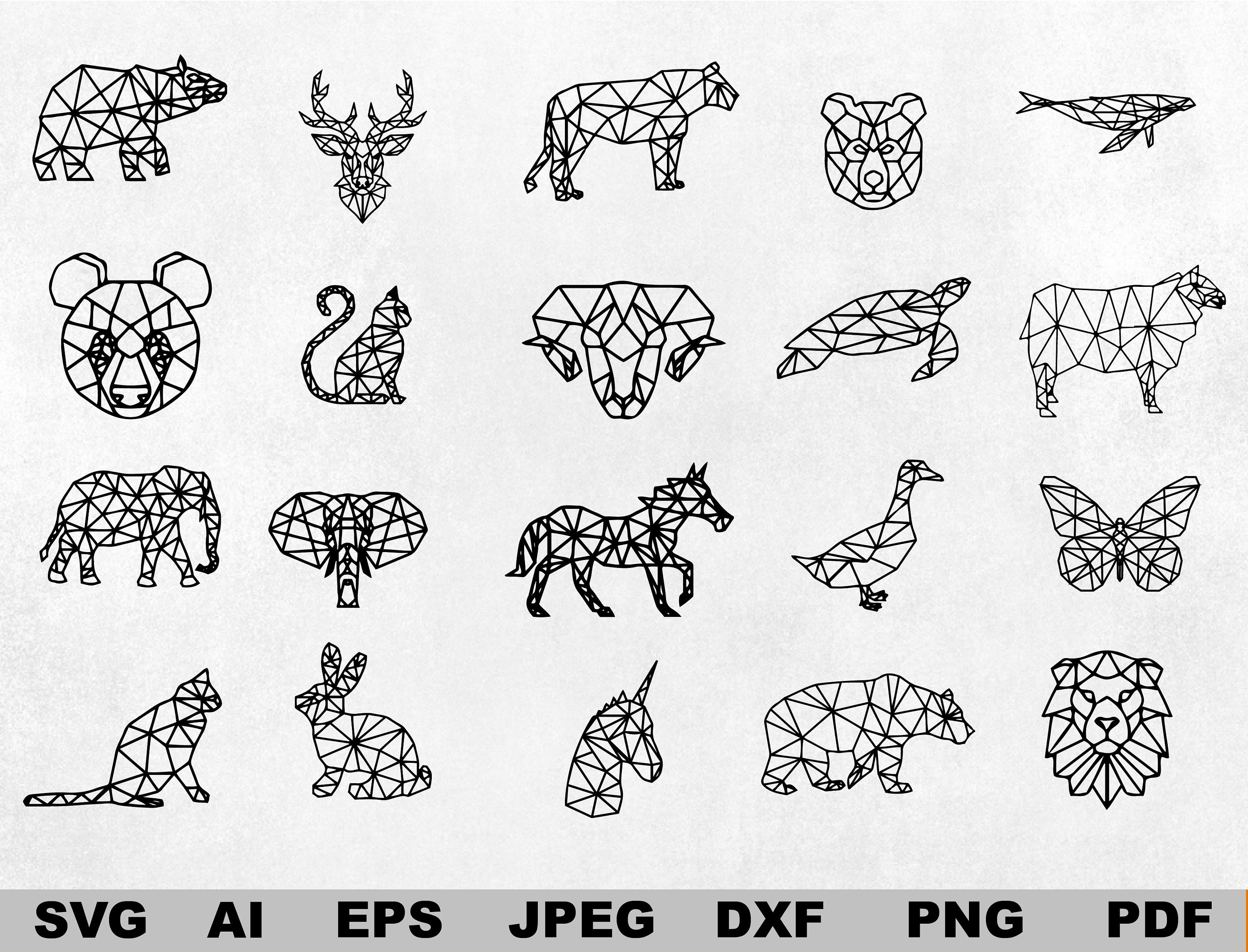 Geometric Animals SVG Bundle Creative Projects Instant Download for ...