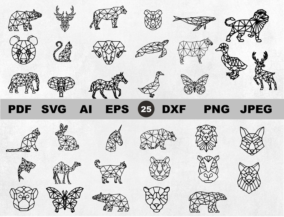 Geometric Animals SVG Bundle Creative Projects Instant - Etsy