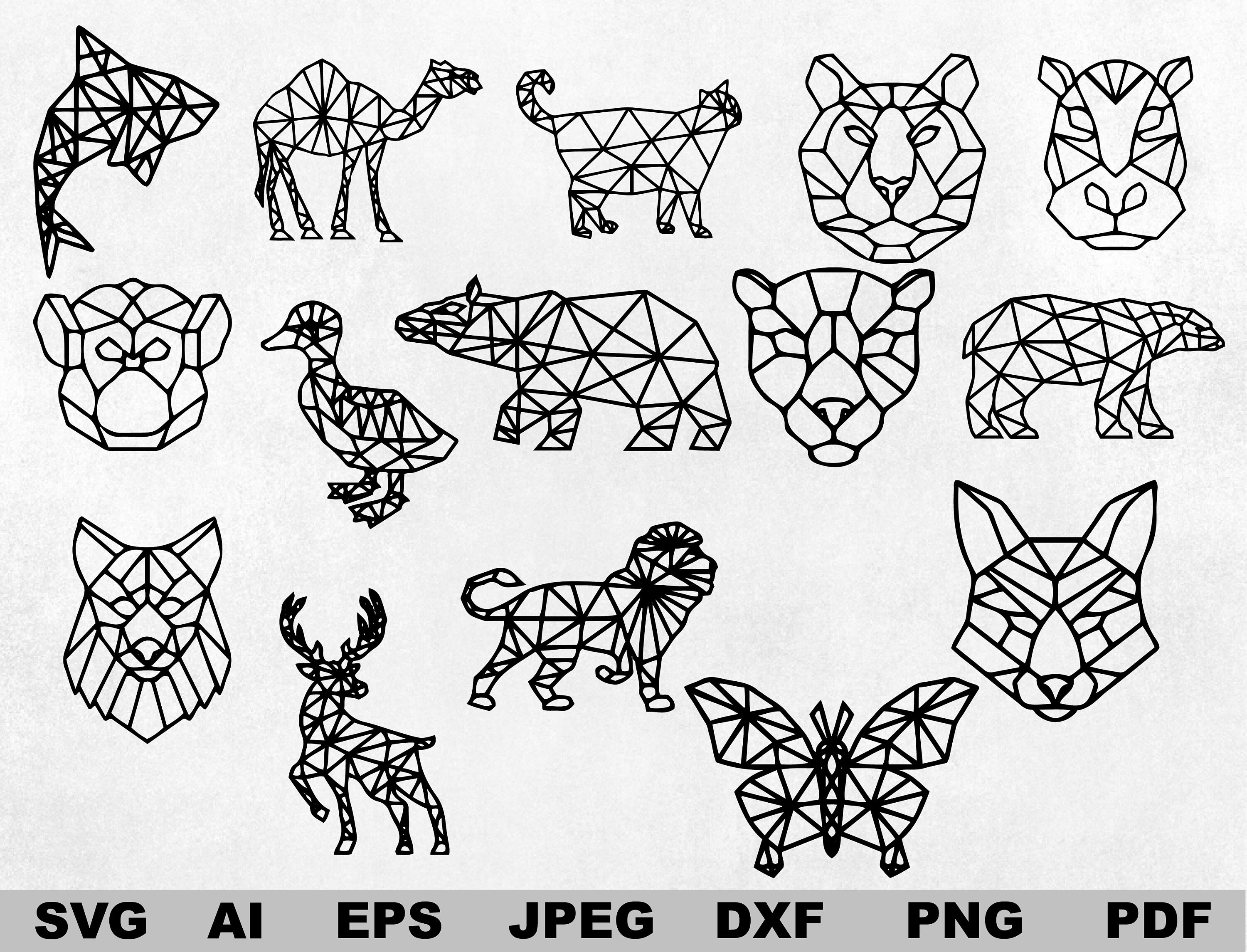 Geometric Animals SVG Bundle Creative Projects Instant Download for ...