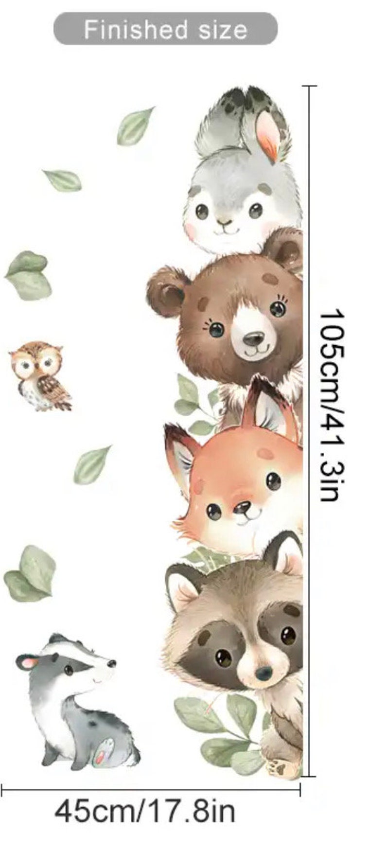 Watercolor Forest Animals Cartoon Door Sticker for Kids Room Nursery ...