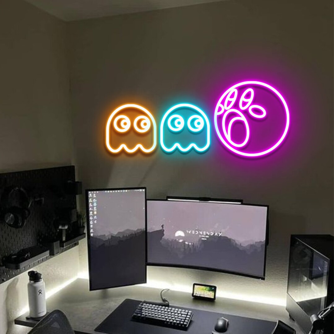 Pac-man Neon Sign Custom Led Neon Light Sign Gaming Room - Etsy
