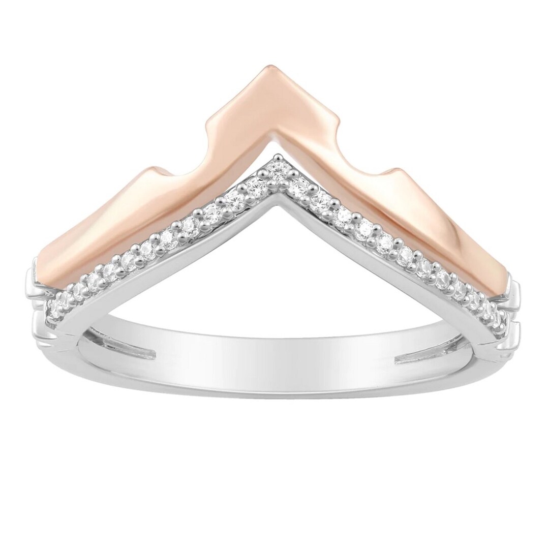 Enchanted Disney Aurora Inspired Diamond Crown Stacked Ring in Sterling ...