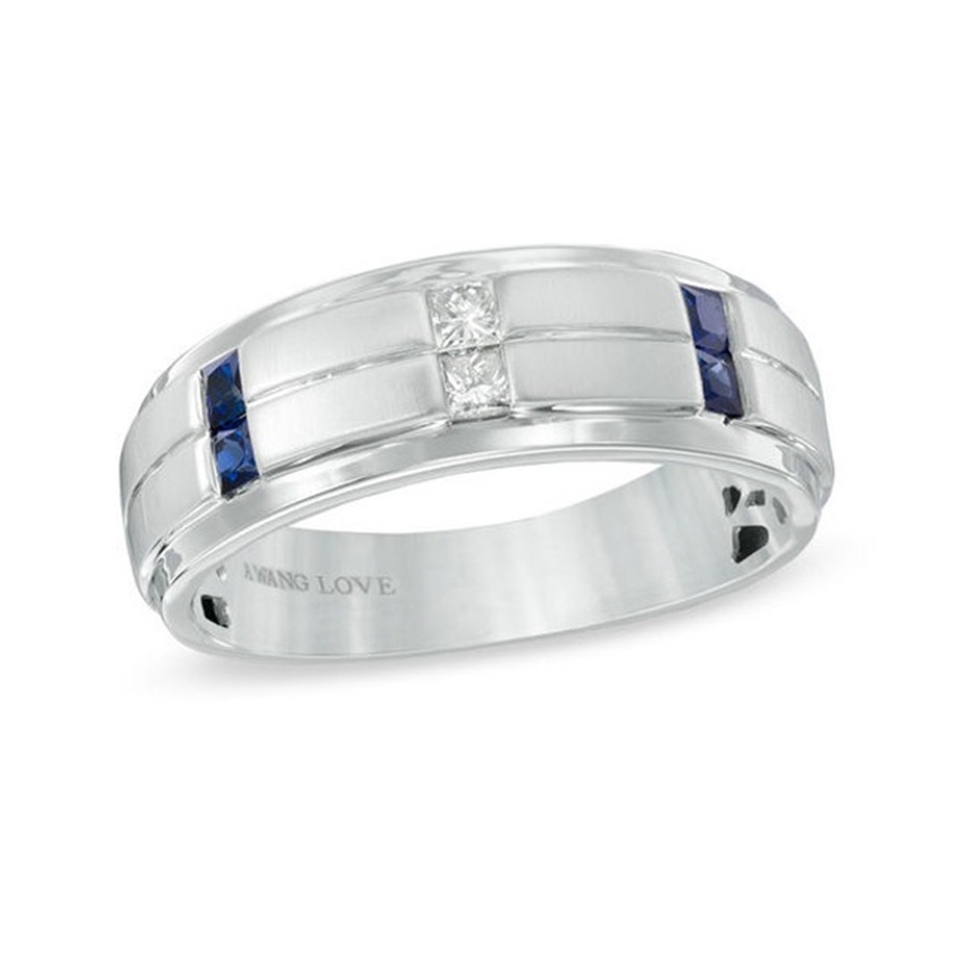 Vera Wang Love Collection Diamond and Sapphire Men's Engagement Ring in ...