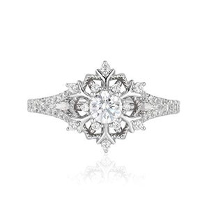 Enchanted Disney Elsa Diamond Snowflake Engagement Ring Set in 14K ...