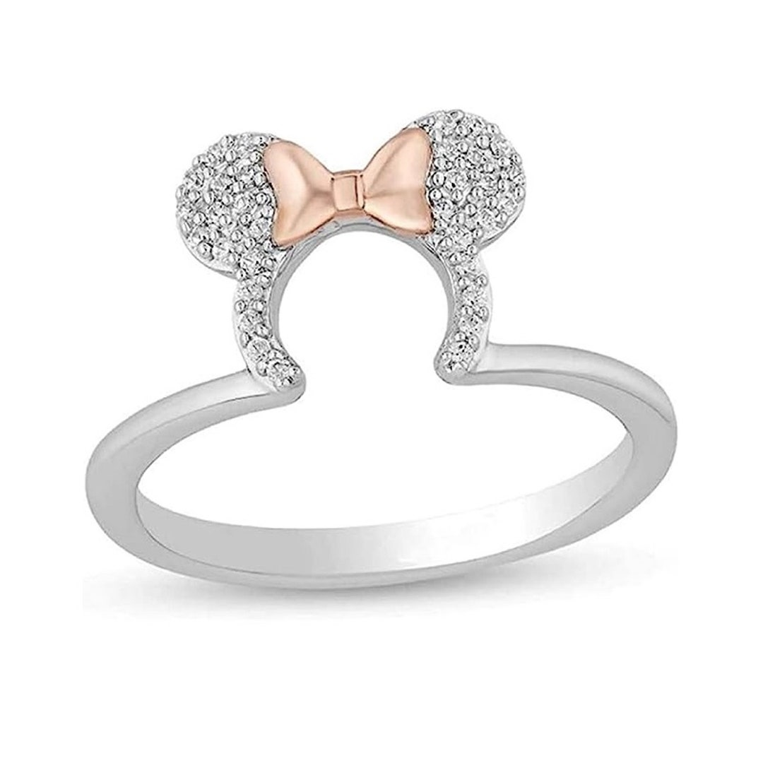 Enchanted Disney Mickey Mouse & Minnie Mouse Diamond Outline Ring in ...