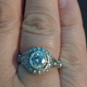 Art Deco Old Mine Cut Diamond Antique Halo Engagement Ring Vintage ...
