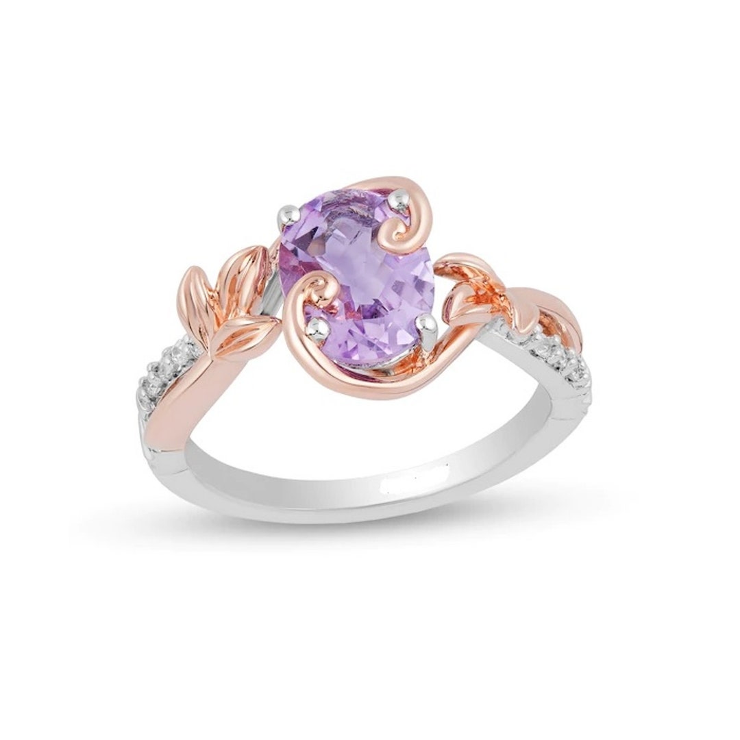 Enchanted Disney Rapunzel Oval Amethyst and Diamond Ring Two-tone ...