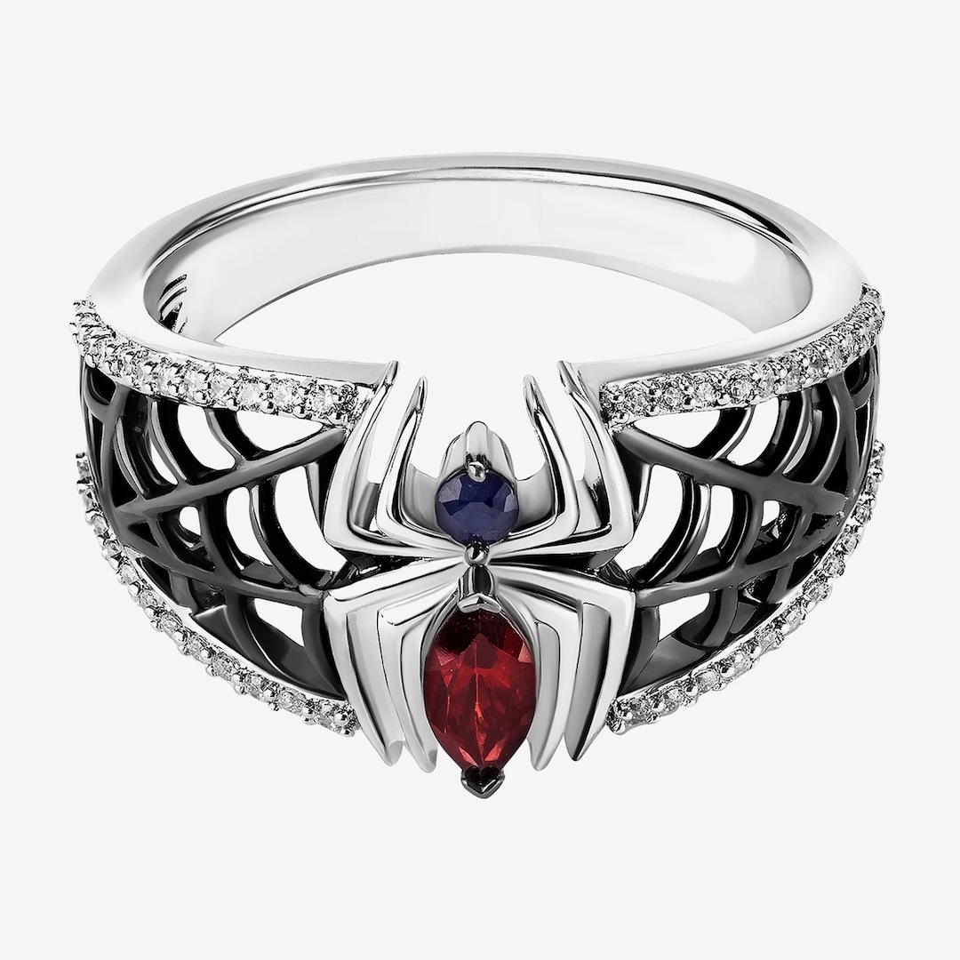 Superhero Spiderman Ring Marvel Fine Jewelry Mens and Womens 1/6 CT Red ...