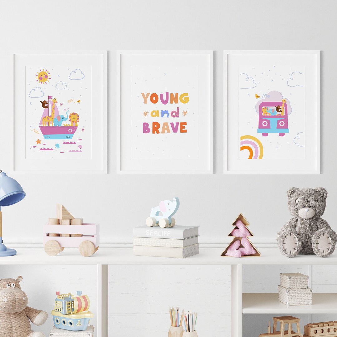 Printable Nursery Wall Art, Set of 3 Nursery Prints, Safari Theme ...
