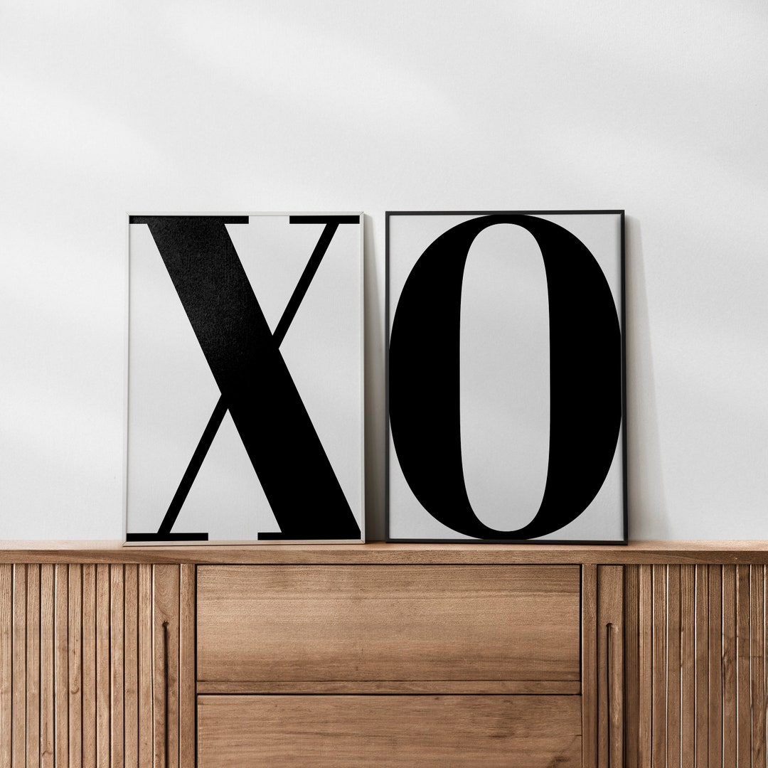 XOXO Black and White Wall Art, Set of 2 XOXO Prints, Typography ...