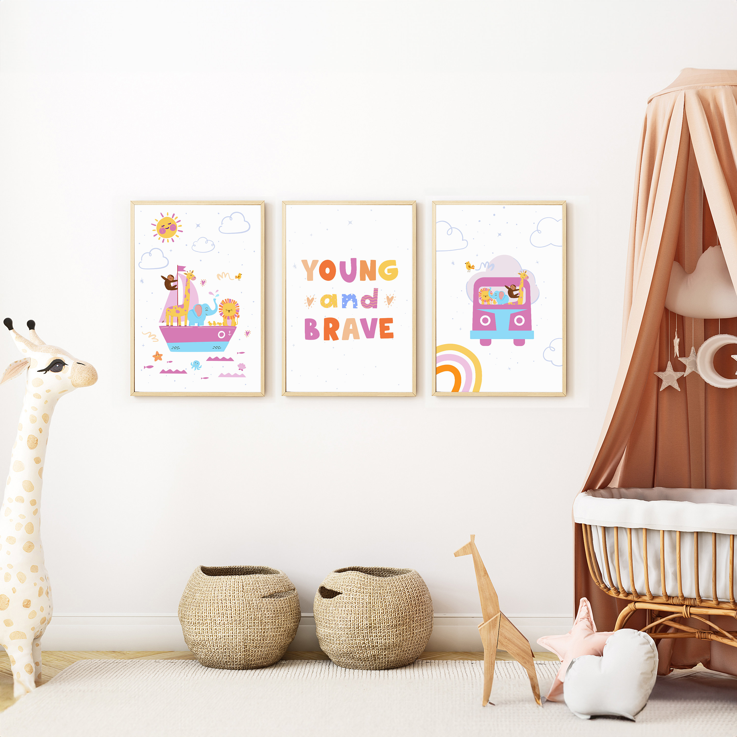 Printable Nursery Wall Art, Set of 3 Nursery Prints, Safari Theme ...