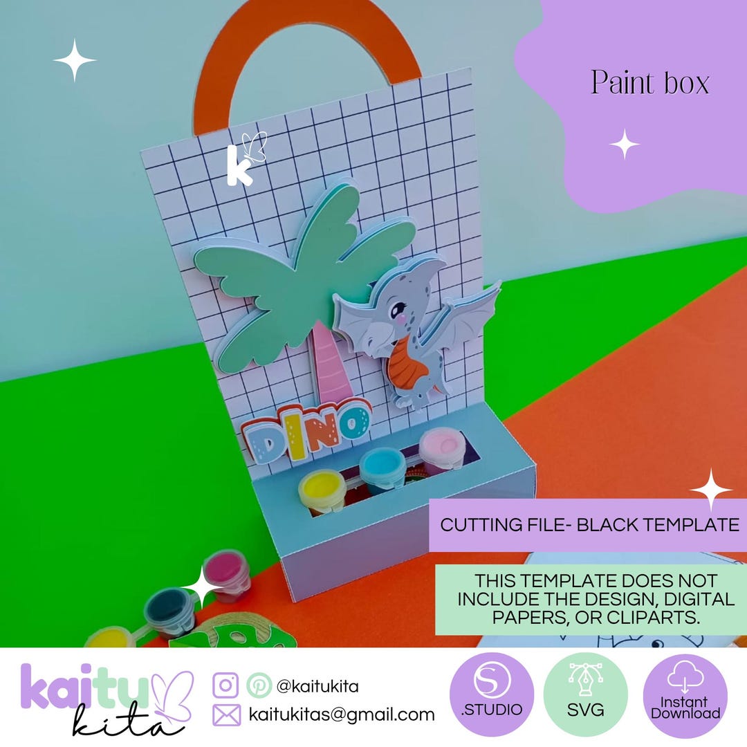 Paint Box, Activity Box for Treats, Template Digital Cameo and Cricut ...