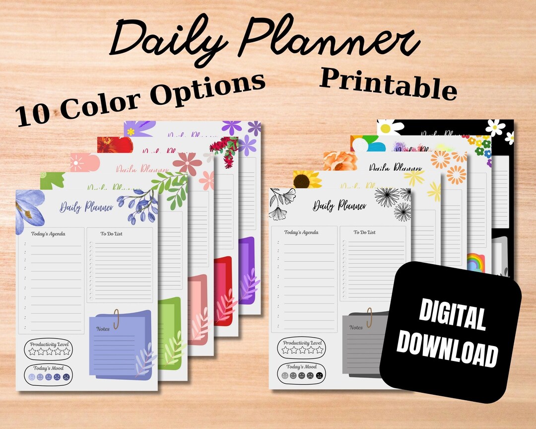Printable Daily Planner Hourly Planner Day Planner Digital - Etsy