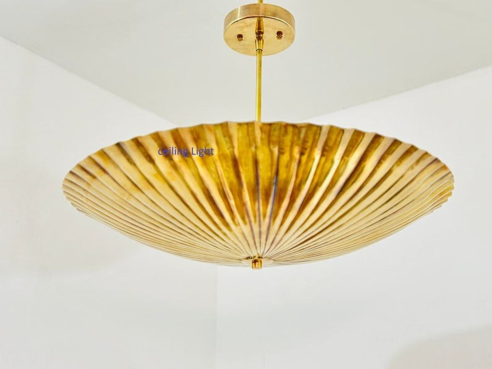 Mid Century Spikes Ceiling Brass Flush Mount Fixture Pendant 6 Light ...